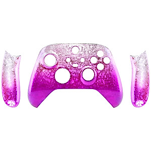 eXtremeRate Side Rails Grips Shell for Xbox Core Wireless Controller, Ice Flake Magenta Replacement Part Front Housing Cover Handles Faceplate for Xbox Series X & S Controller [Controller Excluded]