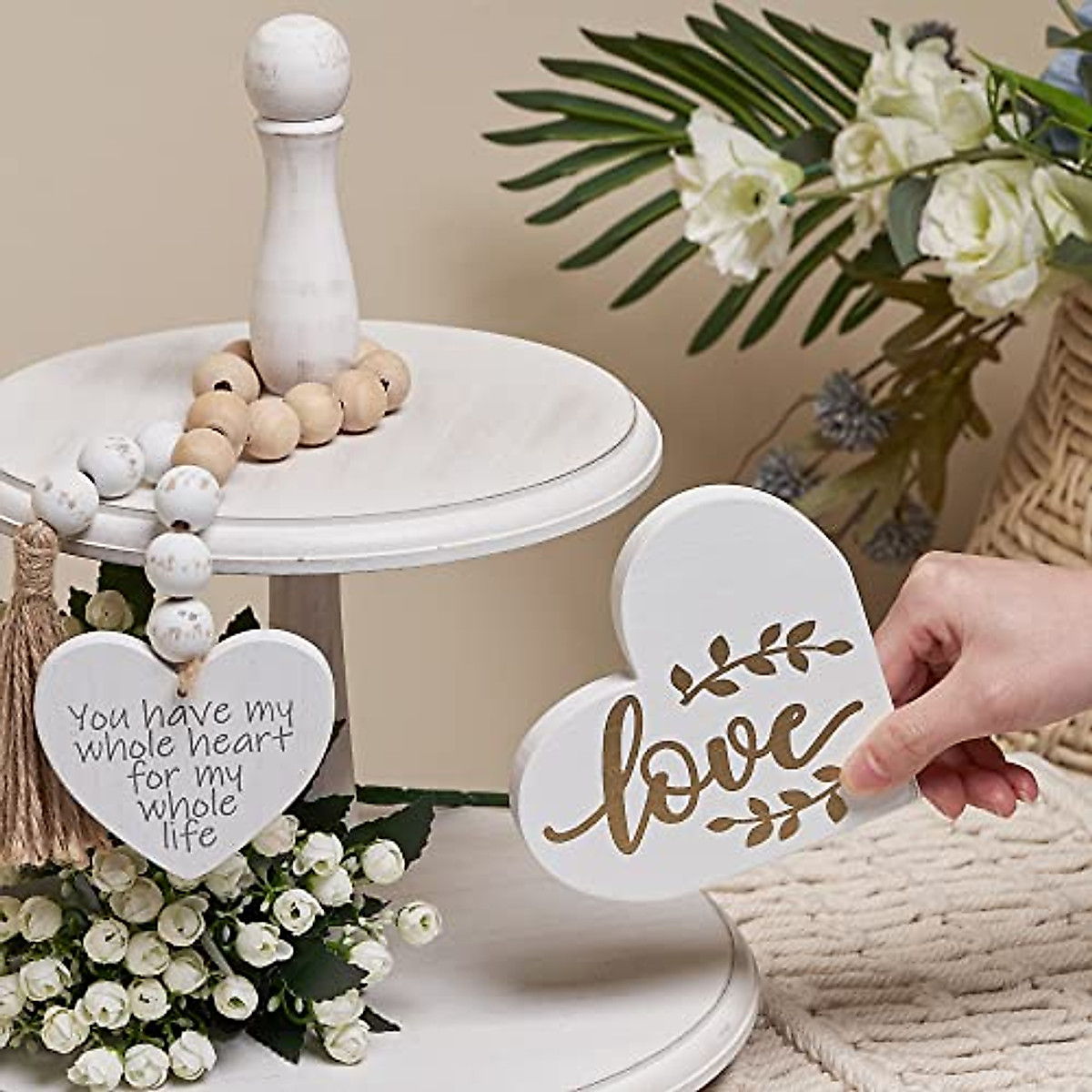 Defined Deco Two Tiered Tray Wooden Tiered Serving Tray Farmhouse Tiered Tray Stand with Tiered Tray Décor Signs for Wedding Decor and Rustic Farmhouse Décor, Set of 3