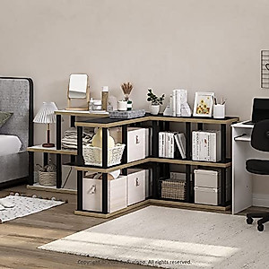 Furinno Turn-N-Tube No Tools Decorative Display Shelf, 4-Cube, Americano/Black