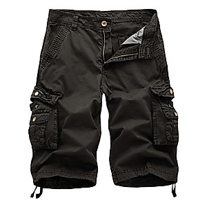 Men's Cotton Twill Multi Pockets Shorts Lightweight Relaxed Fit Cargo Short Casual Outdoor Military Short Pants (Dark Grey,38)