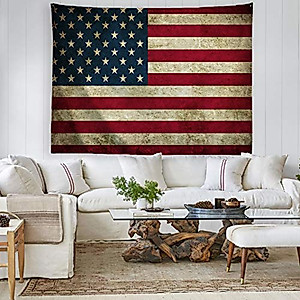 PROCIDA American Flag Wall Hanging Vintage Retro Stars and Stripes Tapestry for Dorm Bedroom Living Room College 60" L x 40" W, USA Flag