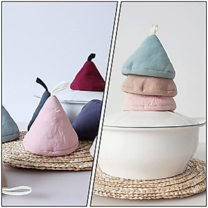 Cabilock 8 Pcs Plain Fabric Pot Cap Pot Handle Sleeve Triangle Pan Knob Cover Pot Handle Holder Cookware Handle Pot Knob Cover Cotton Pan Handle Pot Side Handle Cover Cloth Barbecue Collet