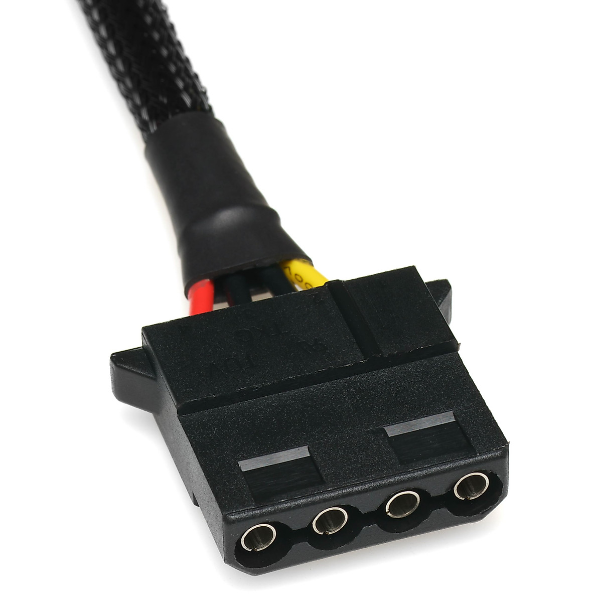 CRJ 15-Pin SATA to Dual 4-Pin Molex Power Adapter Cable - 12-inch (30cm), Black Sleeved - Power Two 4-Pin Peripheral Molex Devices with a 15-Pin SATA Power Supply Connection