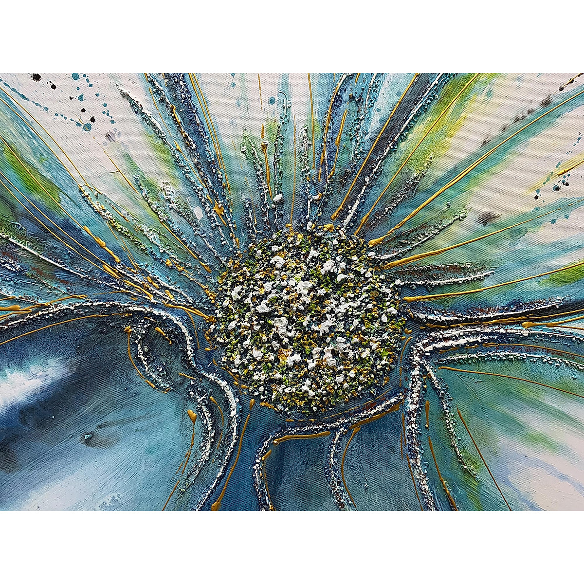 V-inspire Art,36x36 Inches Modern Abstract Hand Painted Acrylic Oil Painting for Living room Bedroom Wall Art Canvas Art Wall Colorful Flower Square Wood Frame Palette Knife Painter Ready to Hang