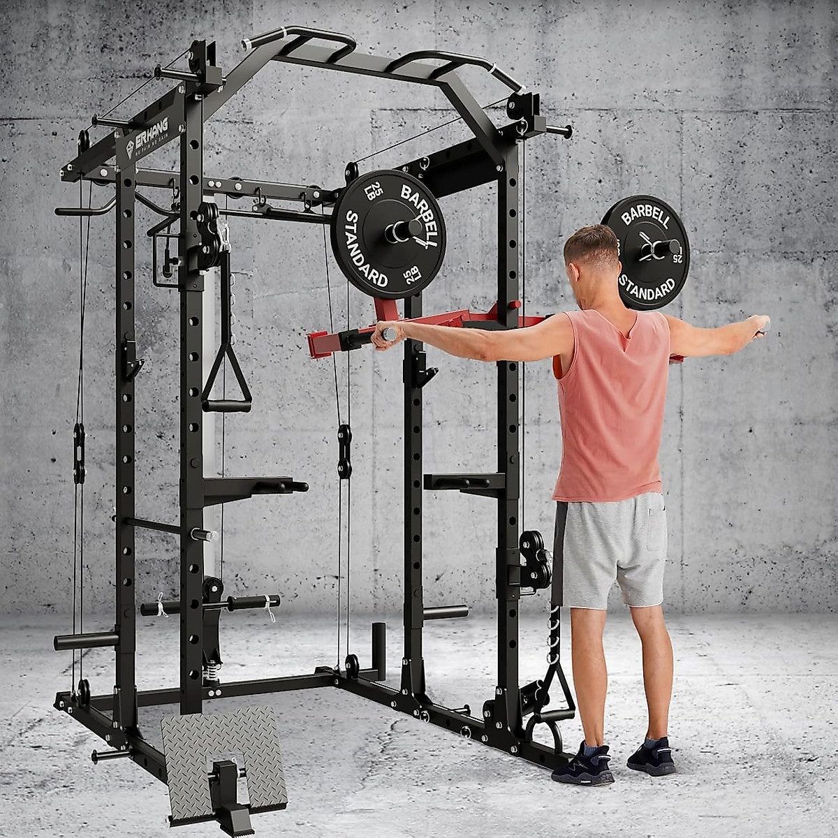 Mikolo Lateral Raise Attachment for Squat Rack with 1" Holes,Standing Lateral Raise Machine, Upper Body Strength Training Machine, Home Gym Equipment