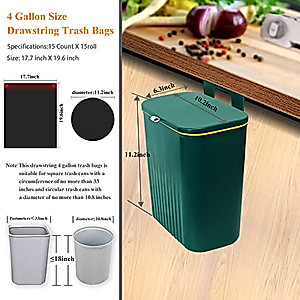 Ronnaquetta 2.4 Gallon Trash Can with Lid and 225 Count 4 Gallon Drawstring Garbage Bags Garbage Can Kitchen Compost Bin Kitchen Garbage Bin Kitchen Composting Bin Kitchen Trash Bin Food Waste Bin