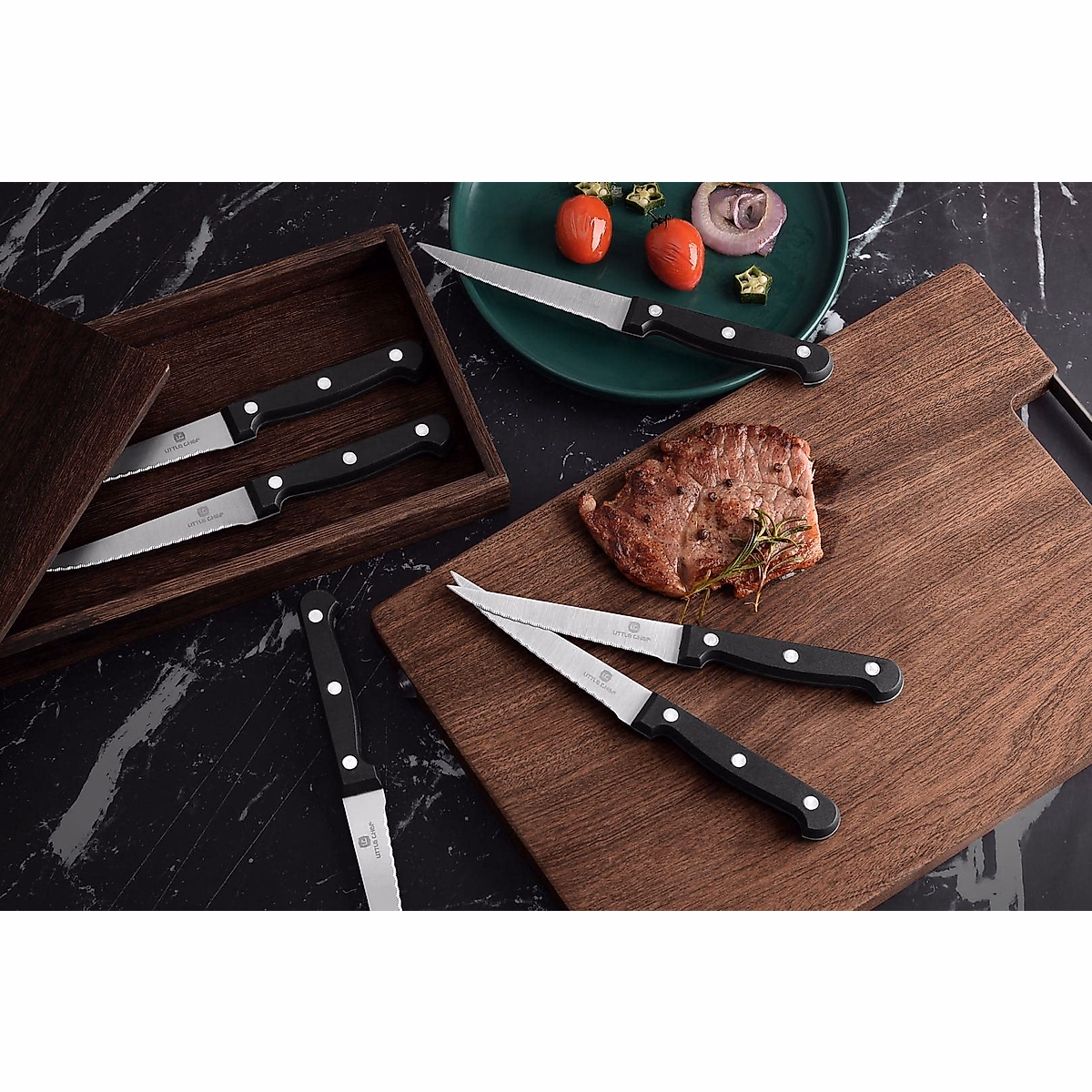 Little Chef Steak Knives Steak Knife Set - Premium Stainless Steel Steak Knives set of 6