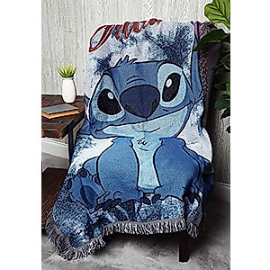 Lilo & Stitch, "Shibori Stitch" Woven Tapestry Throw Blanket, 48" x 60", Multi Color