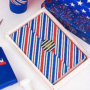 WRAPAHOLIC Wrapping Tissue Paper - 60 Sheets 14 x 20 Inch Blue Red White Tissue Paper Bulk for Independence Day Gift Wrapping, Arts & Crafts, Packing and Decorations