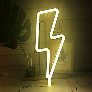 QiaoFei Neon Light,LED Lightning Sign Shaped Decor Light,Wall Decor for Christmas,Birthday Party,Kids Room, Living Room, Wedding Party Decor (Warm White)