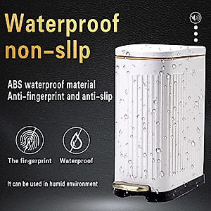 CEROELDA White Bathroom Trash Can with Lid-Stainless Steel Step Slim Garbage Can-Metal Wastebasket-10L/2.6 Gallon Rectangle Pedal Trash Bin for Narrow Office, Kitchen, Bedroom, Toilet-Soft Close