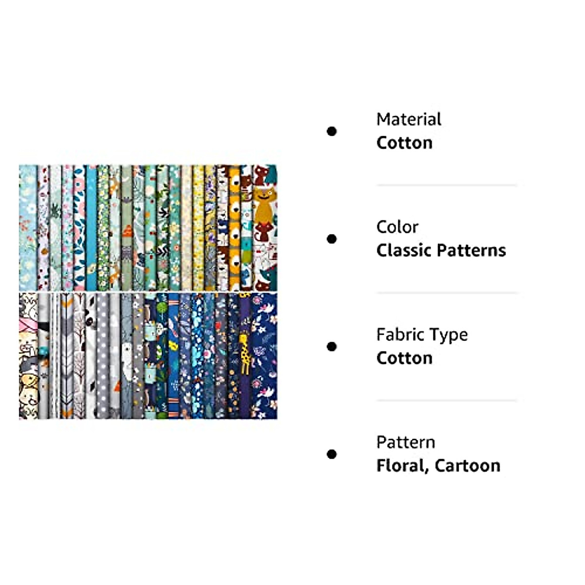 40 Pcs 10 x 10 Inches Cotton Fabric Bundle Squares Precut Fabric Squares Multi Color Floral Fat Squares Sheets for Kids DIY Craft Quilting Sewing (Classic Patterns)