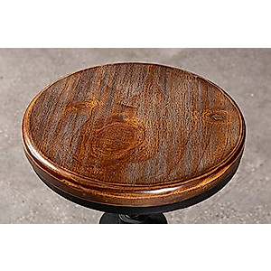 LOKKHAN Set of 2 Industrial Bar Stool-Vintage Adjustable Round Wood Metal Swivel Bar Stool-Cast Iron-23-30 Inch Tall Counter Bar Height Farmhouse Kitchen Stools