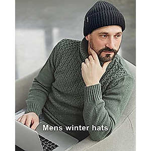 Ocatoma Beanie Hat for Men Women Warm Winter Knit Cuffed Beanie Soft Warm Ski Hats Unisex Black