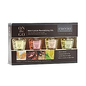 Cuccio Naturale Mini Cuticle Revitalizing Oils - Hydrating Oils for Instant Cuticle Repair for Dry Skin and Nails - Paraben and Cruelty-Free Formula - Four Soothing, Spa Quality Fragrances - 4 pc