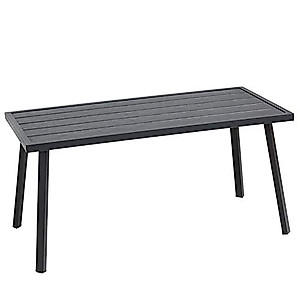C-Hopetree Small Metal Outdoor Coffee Side Table for Outside Patio, Rectangle, Black