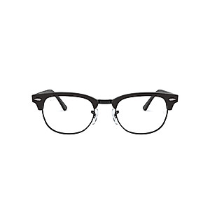 Ray-Ban RX5154 Clubmaster Square Prescription Eyeglass Frames, Matte Black/Demo Lens, 49 mm