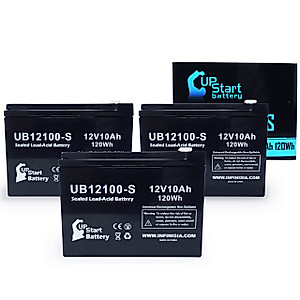 3 Pack Replacement for Schwinn S750 36 Volt Battery - Replacement UB12100-S Universal Sealed Lead Acid Battery (12V, 10Ah, 10000mAh, F2 Terminal, AGM, SLA)