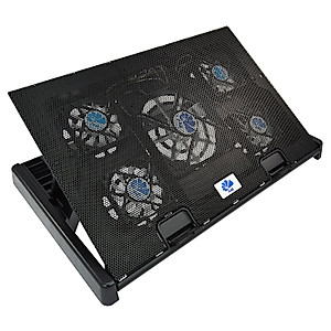 AABCOOLING NC81 - Laptop Cooling Tray with 5 Fans and Blue Backlight, Laptop Fan Cooler, Laptop Lap Fan, Gaming Laptop Cooling, Laptop Knee Stand