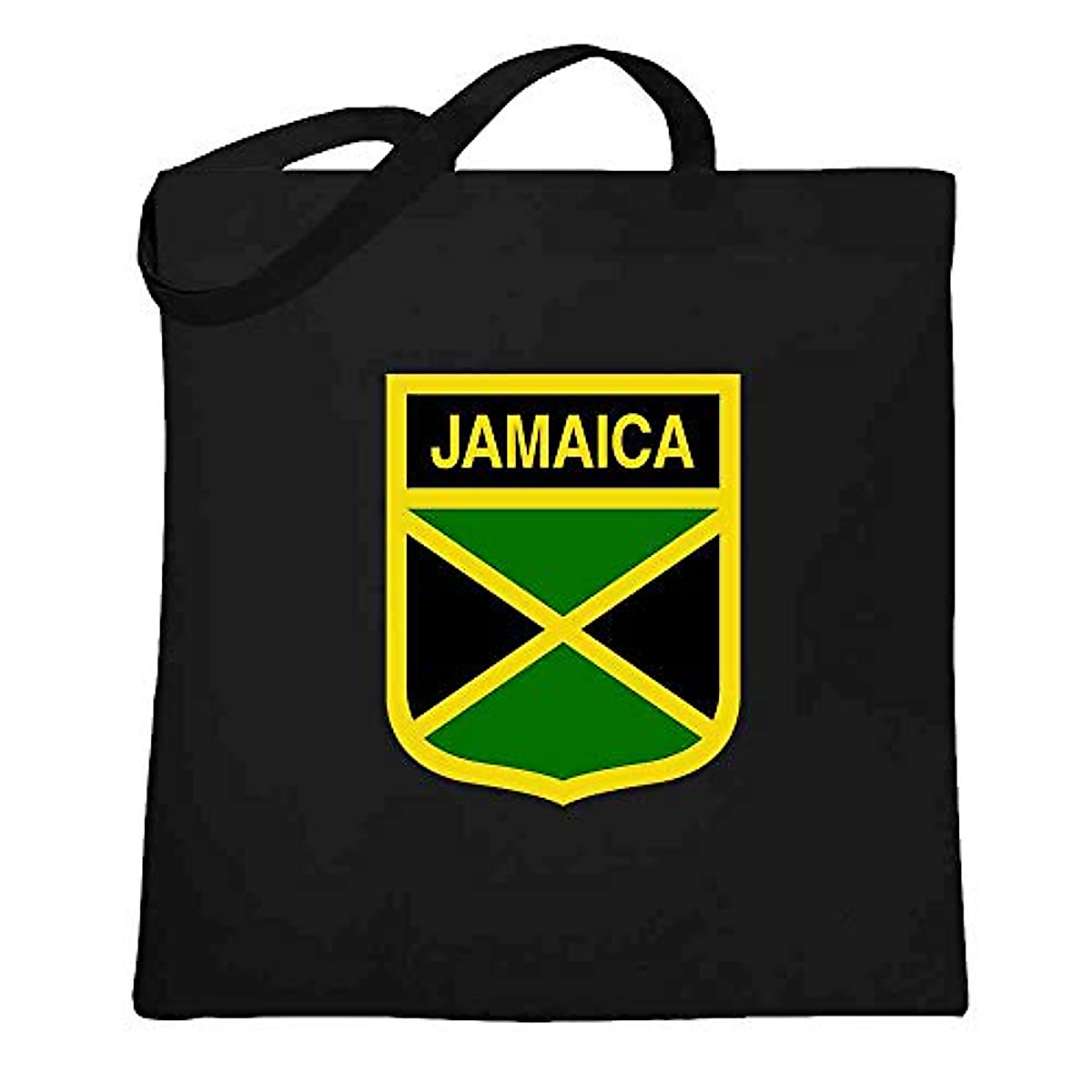 Pop Threads Jamaica Soccer Football National Team Crest Black 15x15 inches Large Canvas Tote Bag