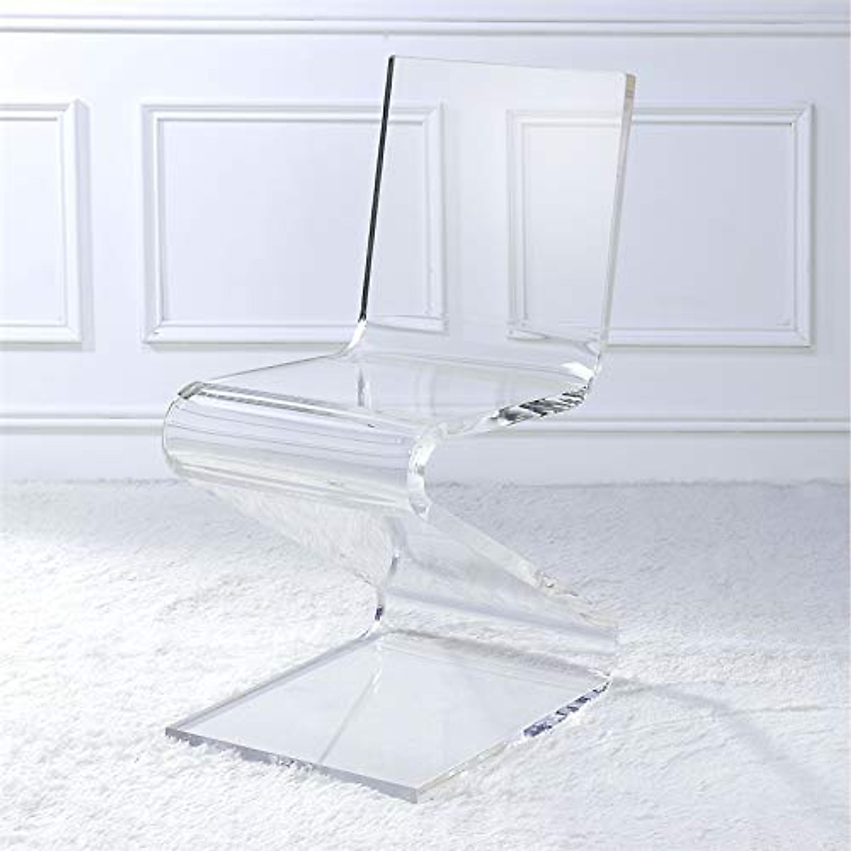 BOWERY HILL Modern Acrylic Z-Base Accent Home Kitchen Dining Living Room Chair in Clear