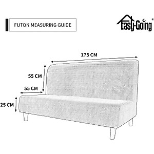 Easy-Going Stretch Futon Slipcover Armless Futon Bed Cover Furniture Protector Without Armrests with Elastic Bottom for Kids, Soft Jacquard Fabric Small Checks (Large, Grey)