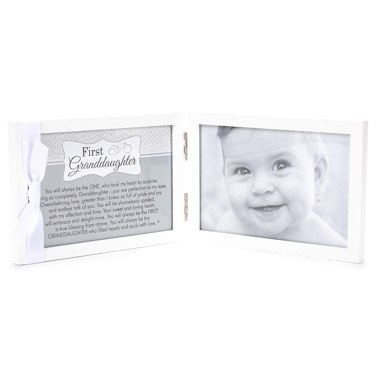 The Grandparent Gift Company- 4 x 6 Double Hinged Table or Shelf Frame-“First Granddaughter” - Baby Reveal or Baby Shower