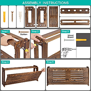 Router Shelf Wall Mount WiFi Router Storage Box Modem Cable Router Cover Organized Power Strip Cable Management Hider Rack by Wood Need Assembly 26 * 9.8 * 5.4 in(L* H * D) SSE