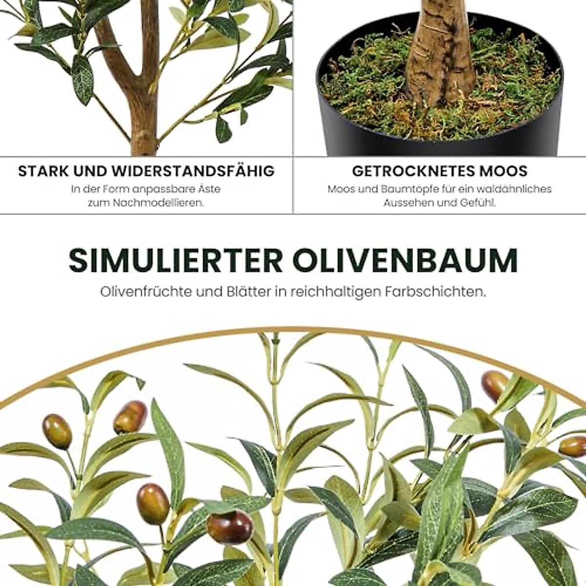 Guheake Artificial Olive Tree 6FT,Tall Faux Olive Tree with with Natural Wood Trunk and Lifelike Fruits, Fake Olive Tree for Home Office Living Room Decor Indoor