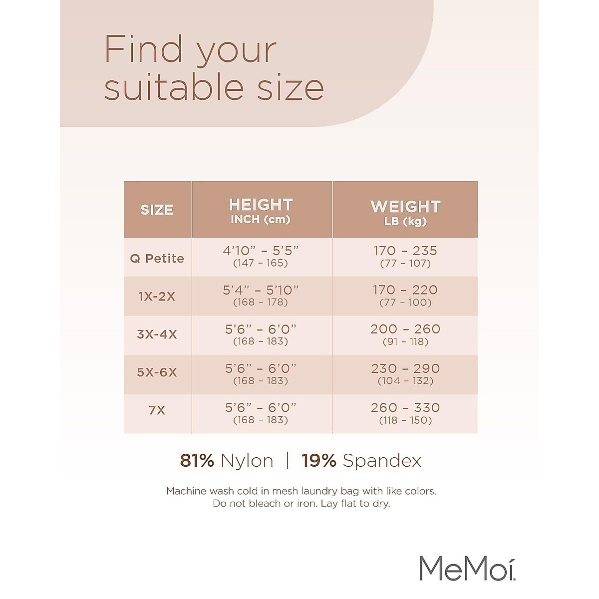 MeMoi Plus Size Curvy Control Top Pantyhose for Women, Comfortable Silky Sheer Pantyhose, Lightweight Womens Stockings - French Coffee 7X