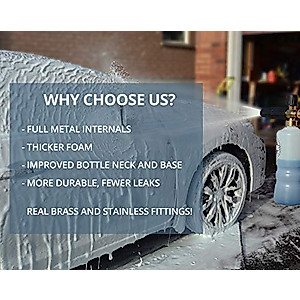 McKillans Car Wash Foam Cannon for Pressure Washer - Foam Cannon Lance Pressure Washer Soap Dispenser - Snow Foam Cannon for Car Washing with Adjustable Thick Foam - Including 1/4 Quick Connector