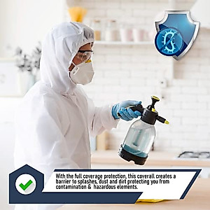 Medical Nation Hazmat Suits | 10 Pack, Extra Large | Disposable Protective Coveralls, Heavy Duty Full Body Painters Suit for Men & Women with Hood, Sleeves, Zipper - Breathable & Water Resistant - XL