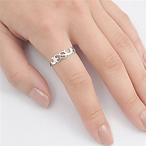 Sterling Silver JESUS Ring Christ Christian Religious Band Solid 925 Size 6