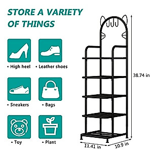 AZERPIAN Shoe Rack 5 Tier Vertical Storage Organizer Shelf Sturdy Metal Free Standing Shoe Tower Saving Space for Closet Entryway Bedroom Dorm, Black (Black, 5 Tier)