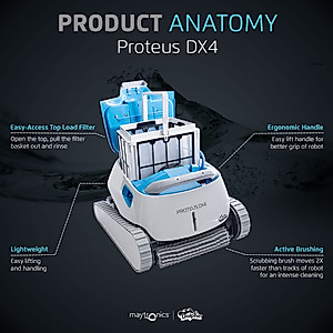 Dolphin Proteus DX4 Automatic Robotic Pool Vacuum Cleaner Includes Caddy for Easy to Transport and Storage, Ideal for In-Ground Pool up to 50 FT in Length