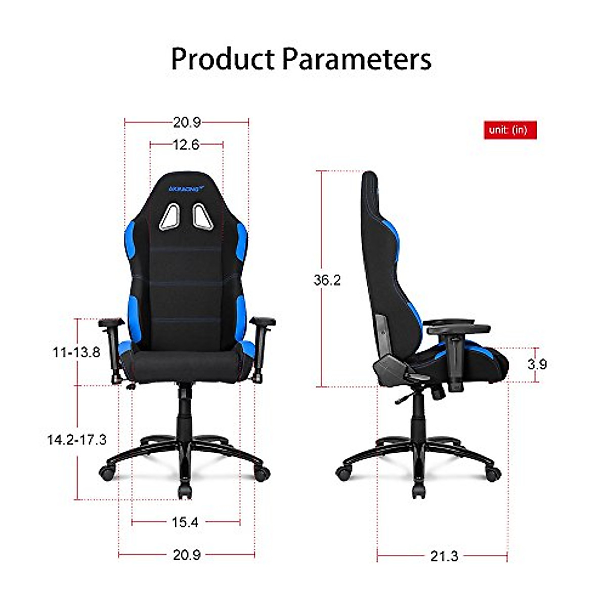 AKRacing Core Series EX-Wide Gaming Chair with Wide Seat, High and Wide Backrest, Recliner, Swivel, Tilt, Rocker and Seat Height Adjustment Mechanisms with 5/10 warranty - Black/Blue