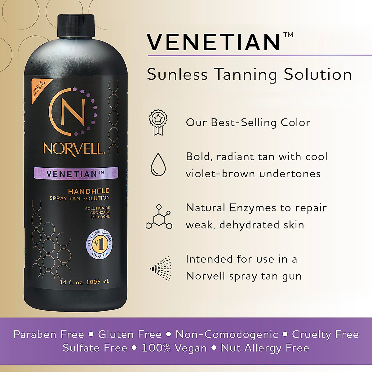 Norvell Premium Sunless Tanning Solution - Venetian, 1 Liter