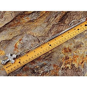 Alilang Silvery Tone Religious Cross Pendant Necklace Clear Crystal Rhinestones,Silver Clear