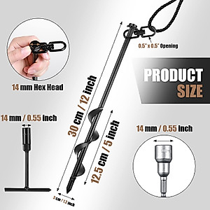 Reginary 24 Pcs 12 Inch Ground Anchors Screw in Tent Stakes Heavy Duty Trampoline Anchors High Wind for Camping Canopy Carport Sheds Beach Sand Stakes Metal Swing Set (Black)