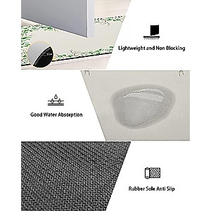 Gogobebe Super Absorbent Diatom Mud Mat Summer Eucalyptus Leaves Watercolor Retro Linen Quick-Drying Thin Bath Mat Non-Slip Bathtub Mat Anti-Skid Rubber Bathroom Shower Mat 16x24in