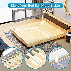 SURPCOS Bed Rails for Toddlers -New Upgraded Extra Long Bed Guardrail for Kids Great Fit for Twin, Double, Full-Size Queen & King Mattress, One Side 70.86" x 26" Grey