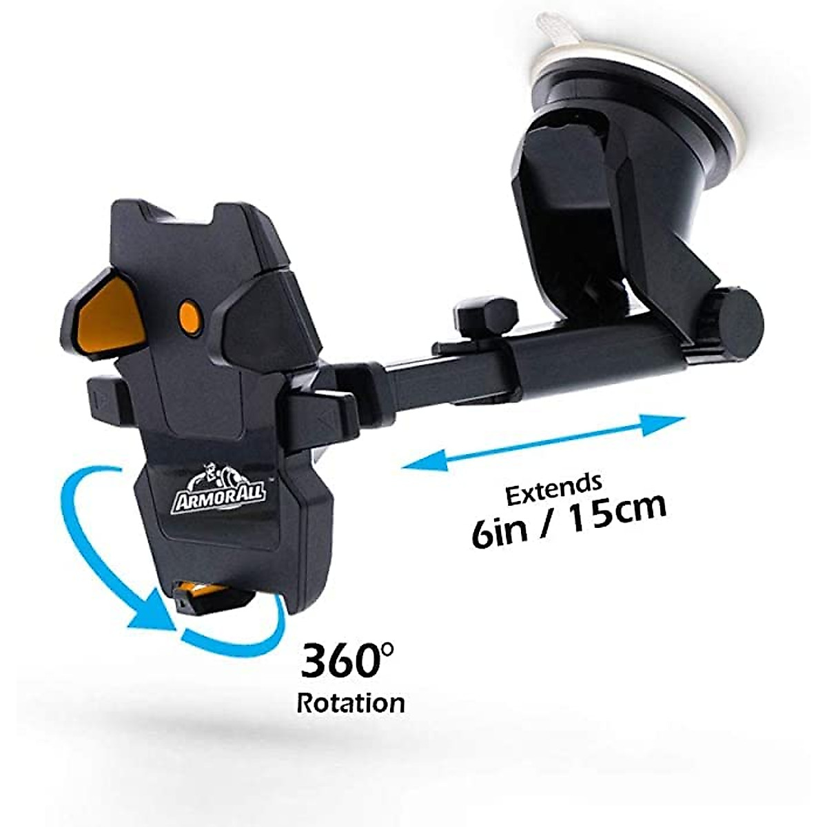 Armor All Phone Mount/Support with Extendable Arm,360 Rotation,Compatible with Smartphones iPhone,Samsung,HTC