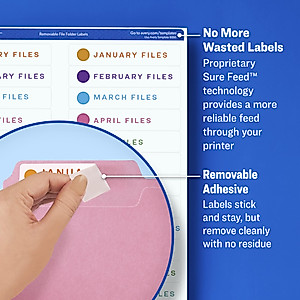Avery Removable ID Labels, Sure Feed Technology, Removable Adhesive, 3-1/3" x 4", 150 Labels (6464)