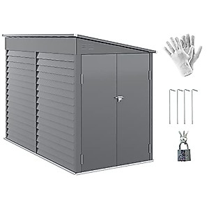 Outsunny 5' x 9' Steel Outdoor Storage Shed, Lean to Shed, Metal Tool House with Floor Foundation, Lockable Doors, Gloves and 2 Air Vents for Backyard, Patio, Lawn