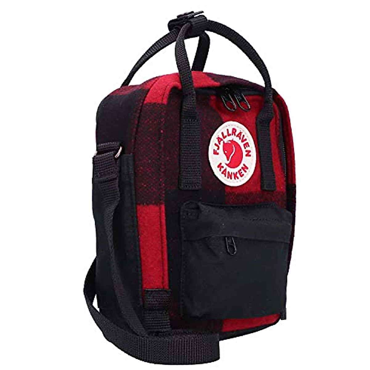 Fjallraven Women's Kanken Plaid Re-Wool Sling Bag, Red/Black, One Size