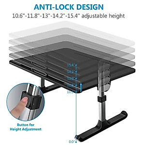 Laptop Desk for Bed, NEARPOW XXL Bed Table Bed Desk for Laptop and Writing, Adjustable Computer Tray Laptop Stand for Bed or Sofa with Anti-slip Leather, Removable Stopper, Book Stand and Drawer-Black
