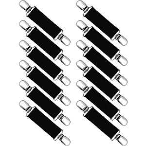 Zhanmai 6 Pairs Dress Clips Elastic Mitten Clips Stainless Steel Brooch Clip for Women Mitten Clips for Adults(13 cm, Black)