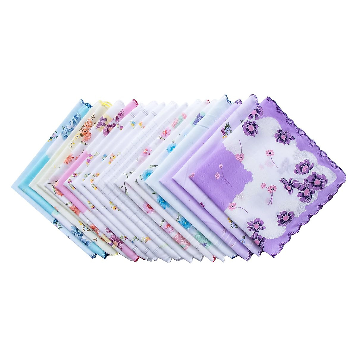 La closure Women's 100% Cotton Handkerchiefs Print Floral Handkerchief Assorted Pack