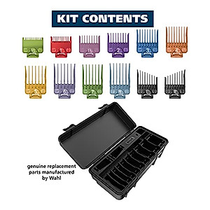 Wahl Clipper Genuine Attachment Guard Organization Kit with Color Pro Colored Hair Clipper Guide Combs, 14 Piece Premium Storage Kit for Wahl Hair Clippers, Multicolor - 3291-100