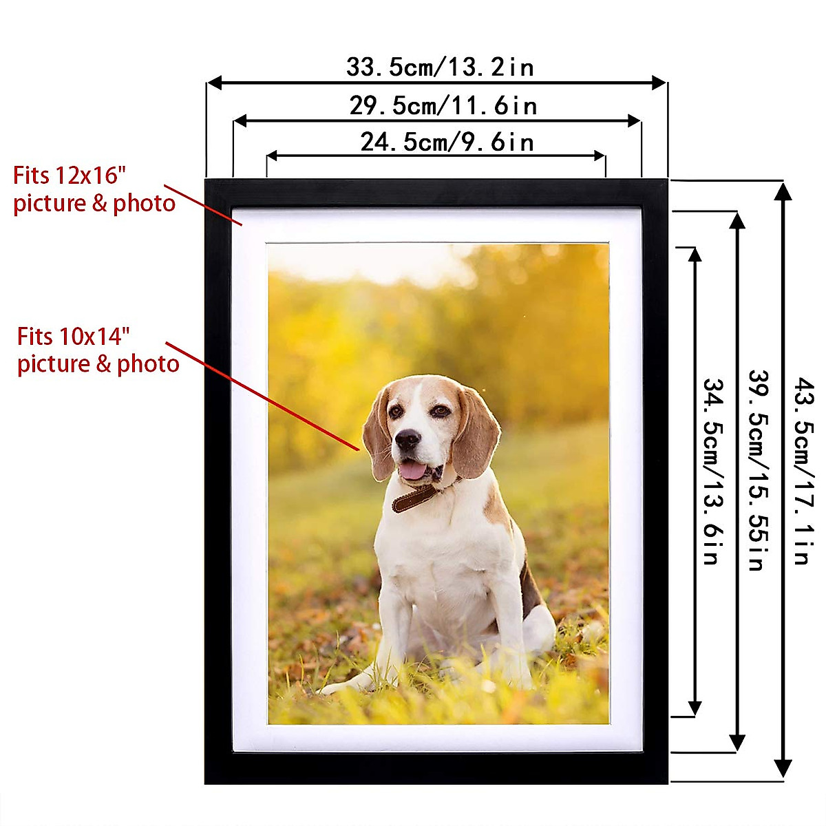 IOOSTAR 12x16 Diamond Painting Picture Frame Display Pictures 10 x 14 inch/25x35 cm with Mat or 12 x 16 inch/30x40 cm Without Mat Photo Frames Diamond Art Frame Natural Solid Wood Black (YNCK002)